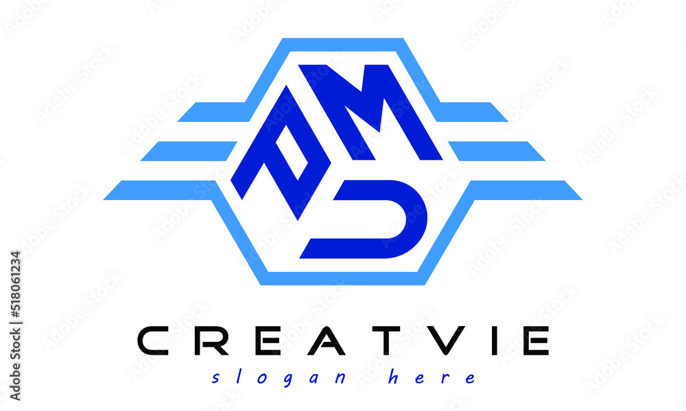 PMU three letter geometrical wings logo design vector template ...