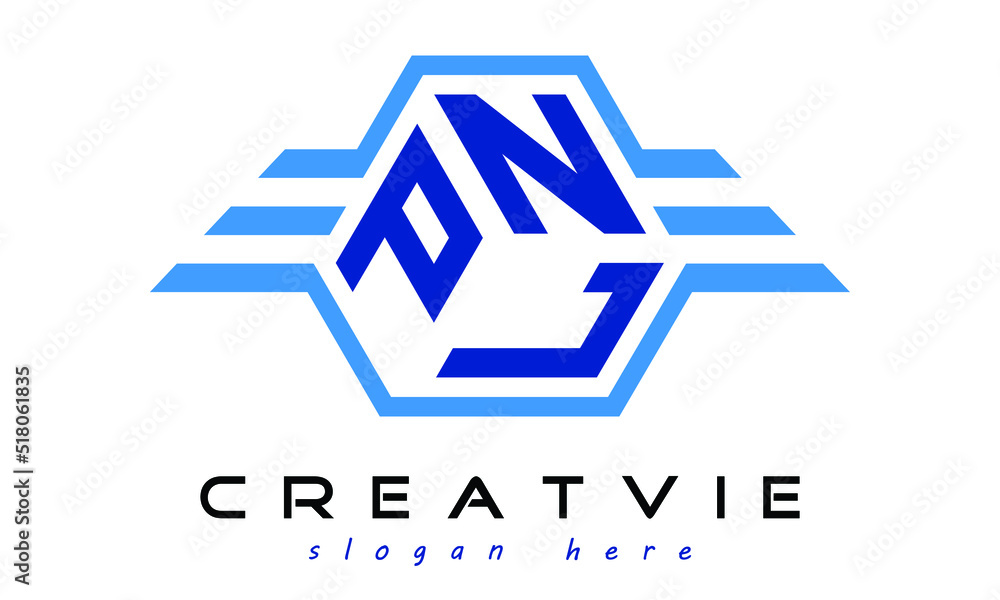 PNL three letter geometrical wings logo design vector template ...