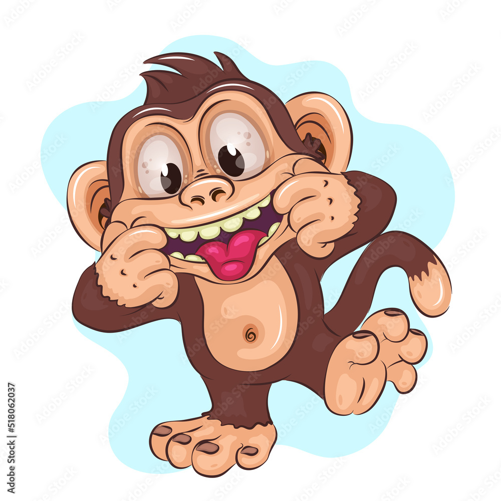 Cartoon Mocking Monkey. Cute mocking cartoon monkey, spreads his lips ...