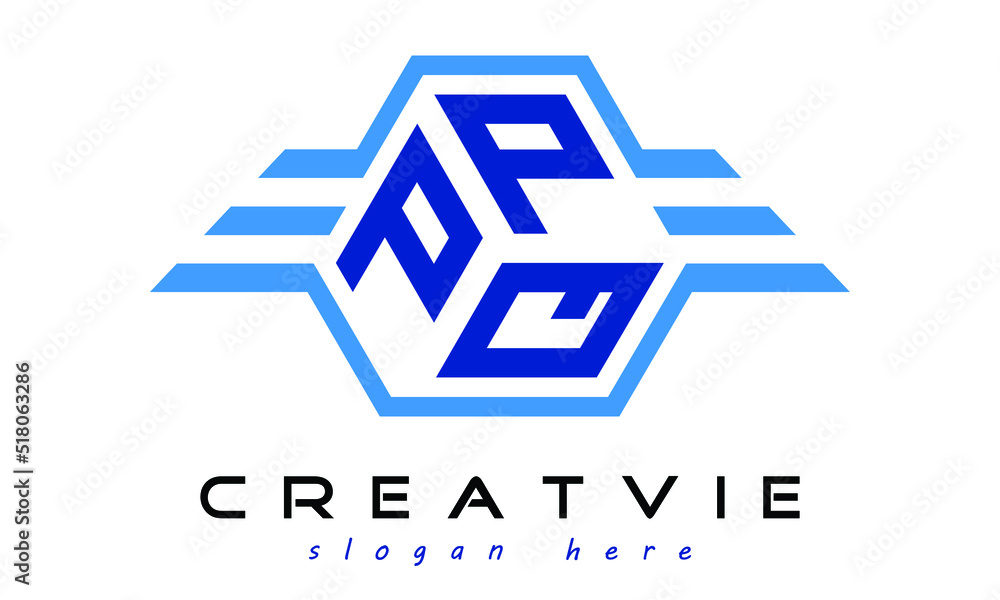 PPQ three letter geometrical wings logo design vector template ...
