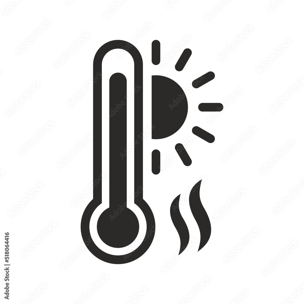 Heatwave icon, climate change, global warming. Thermometer. Heat wave ...