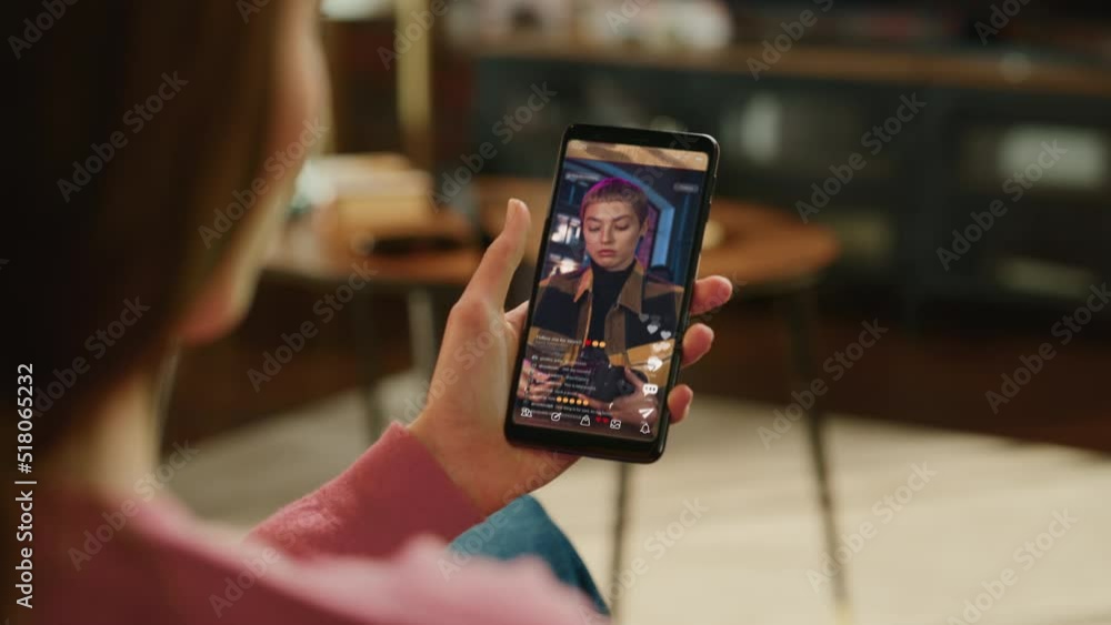 Video Stock Person Using Social Media App on Smartphone, Looking at ...