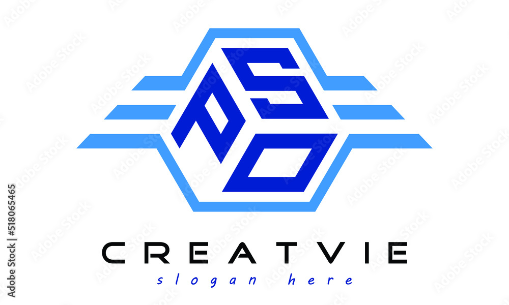 PSO three letter geometrical wings logo design vector template ...