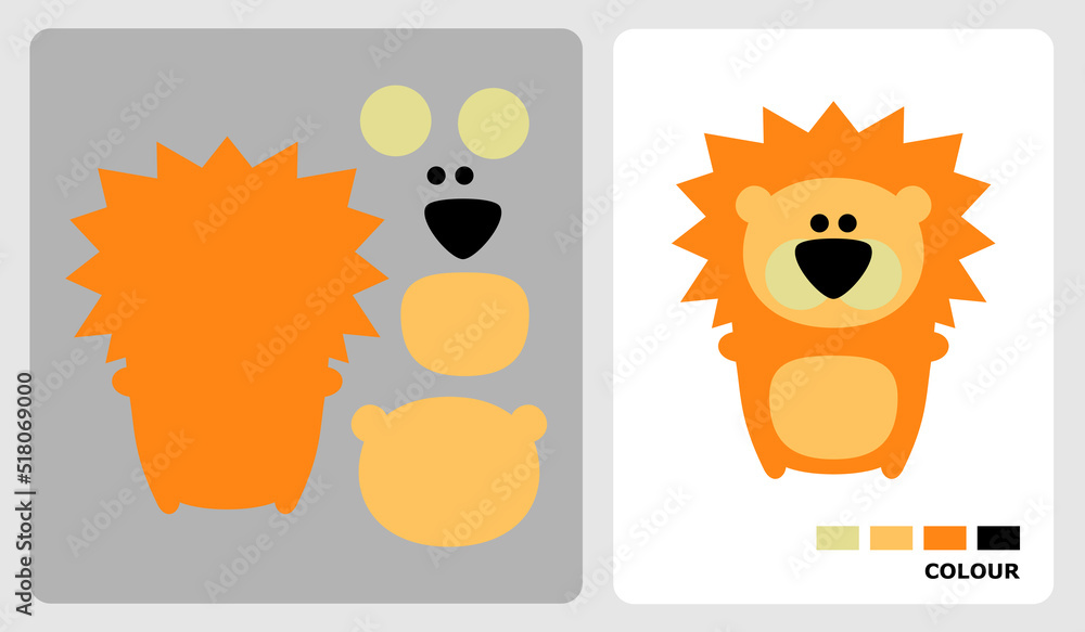 Lion felt pattern for kids crafts or paper crafts. Vector illustration ...