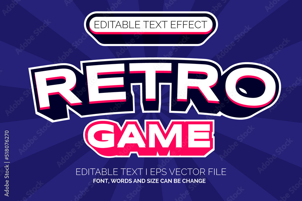 simple retro game text Effect Stock Vector | Adobe Stock