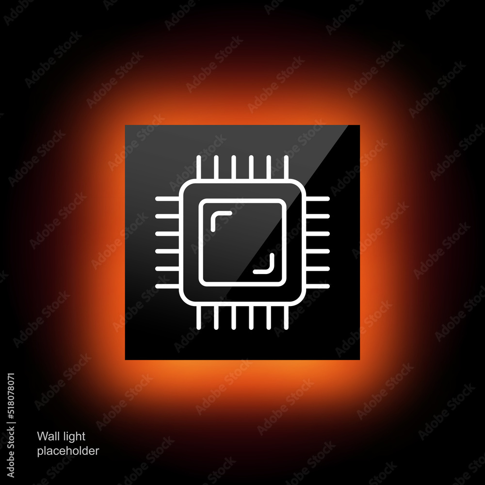 Electronic chip line icon. CPU, central processing unit, device ...