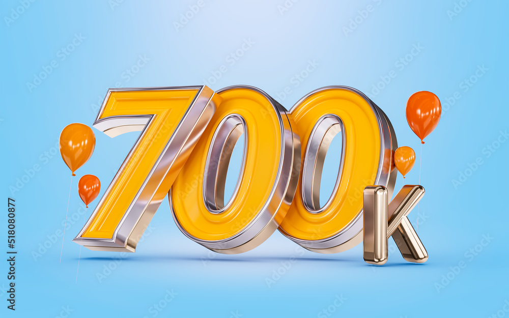 700k followers celebration social media banner with orange balloon blue ...