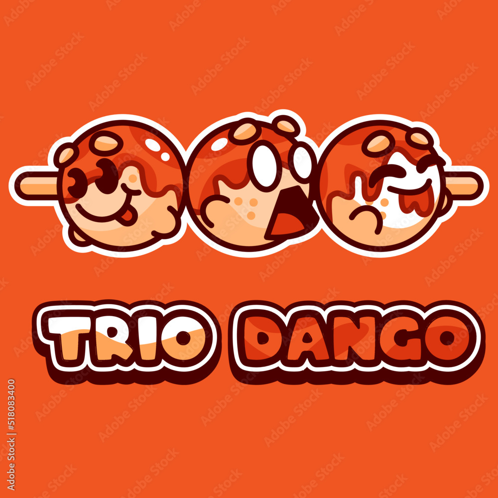 Cute dango cartoon Mascot Illustration set Stock Vector | Adobe Stock