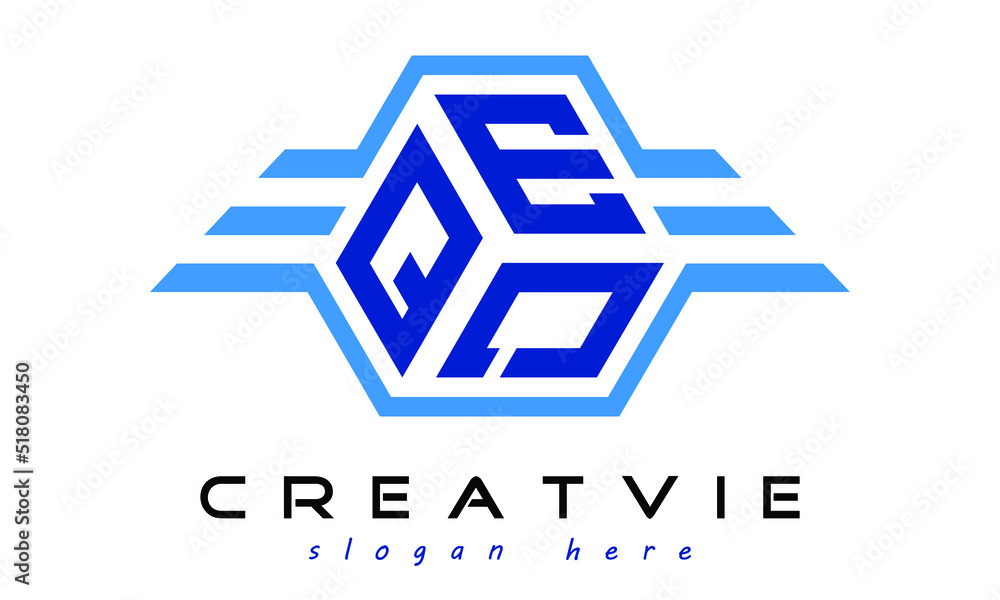 QED three letter geometrical wings logo design vector template ...