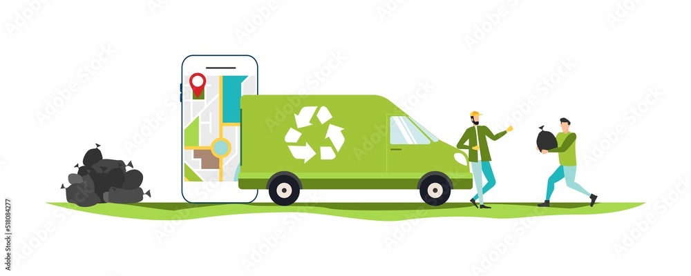 Fototapeta dla chłopca Environmental protection illustration set. Characters collecting plastic ...