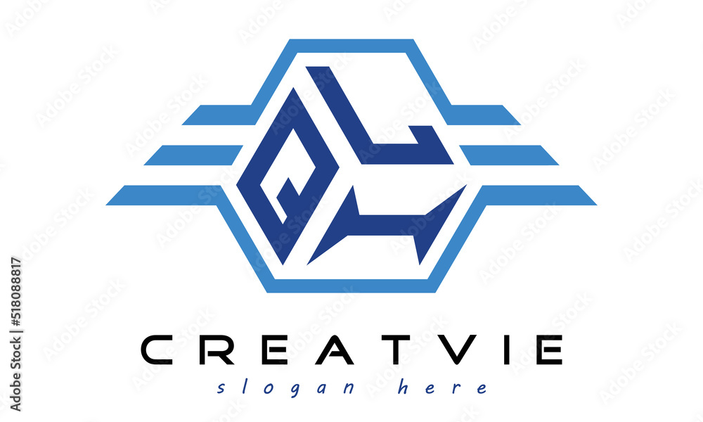 QLI three letter geometrical wings logo design vector template ...