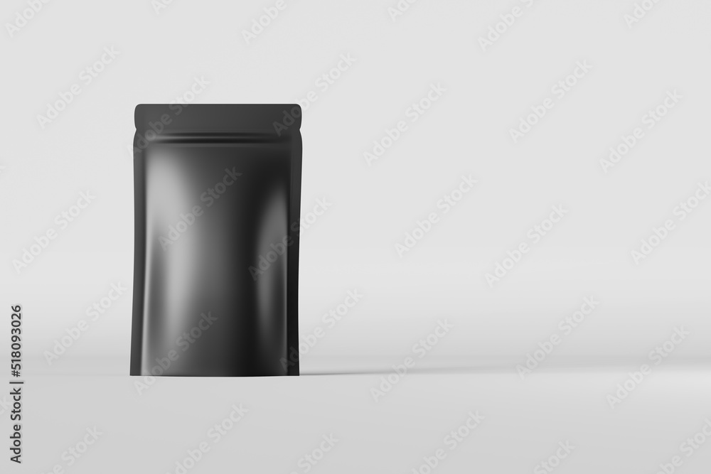 Black pouch bag branding mockup white background 3D rendering ...