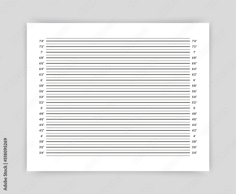 Criminal mugshot board. Mug shot police background with lines in inches ...
