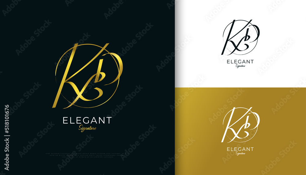 KD Initial Signature Logo Design with Elegant and Minimalist Gold ...