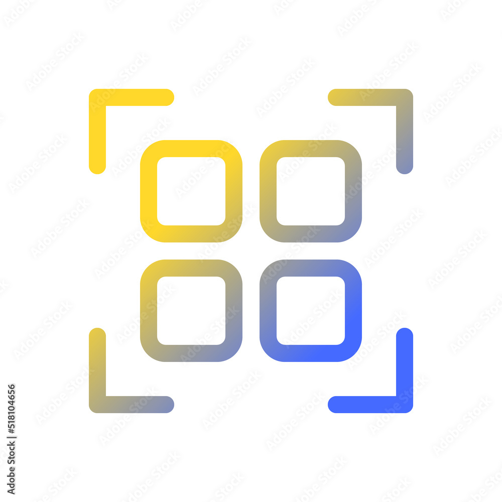 Scan qr code pixel perfect gradient linear ui icon. Decode digital information with smartphone ...