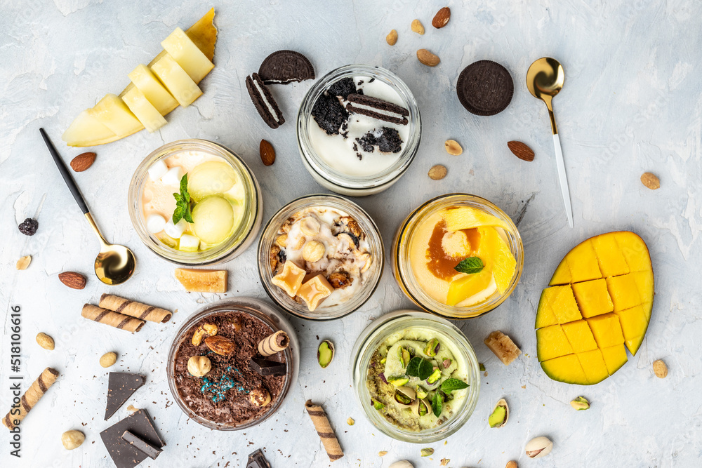 Large collection of Ice cream, delicious gelati with fresh pistachio ...