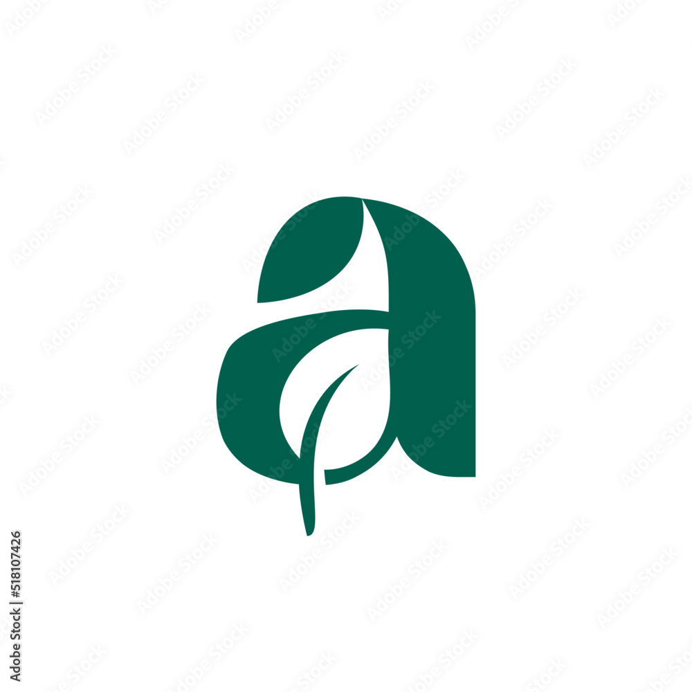 Letter A leaf logo identity. Simple leaf initial A organic logo for ...