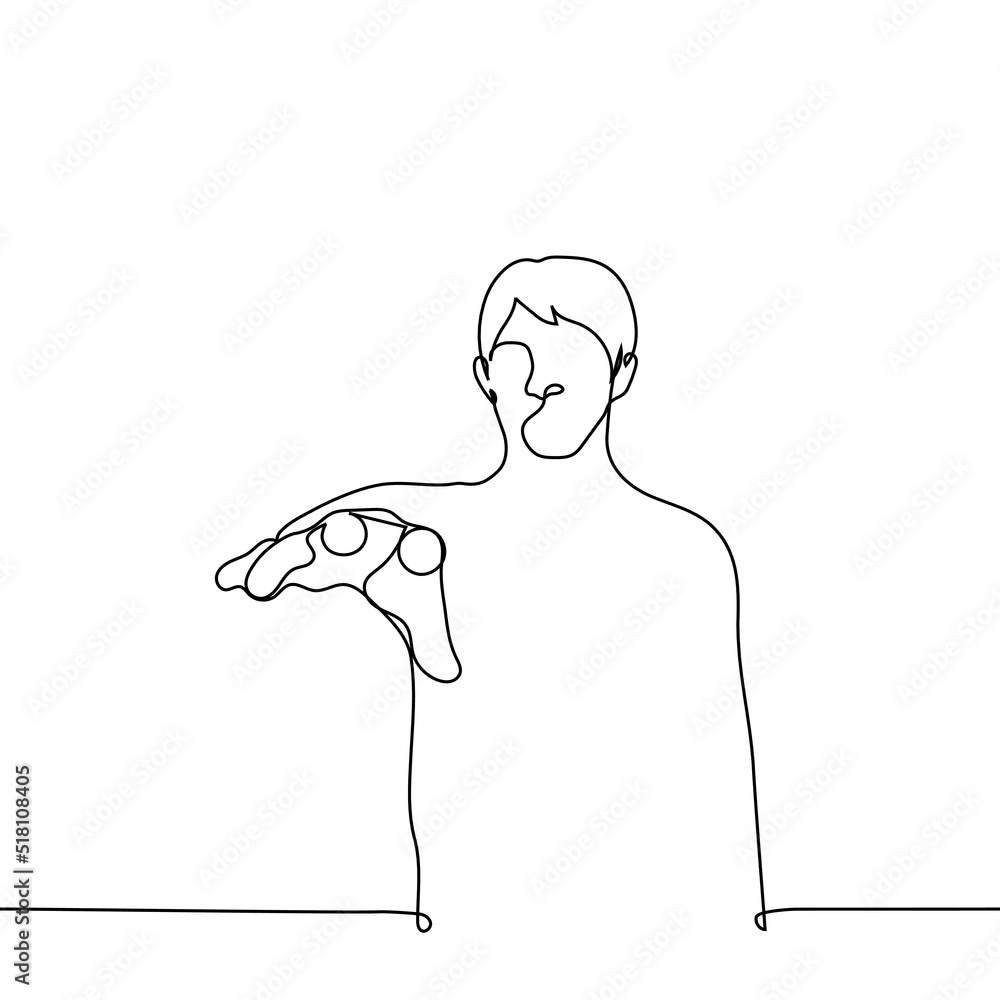man standing with outstretched hand palm down - one line drawing vector ...