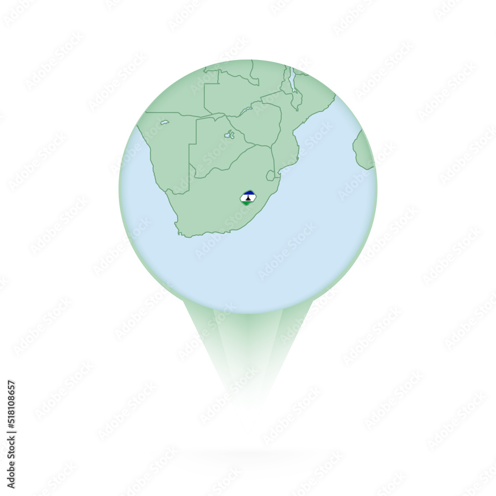 Lesotho map, stylish location icon with Lesotho map and flag. Stock ...