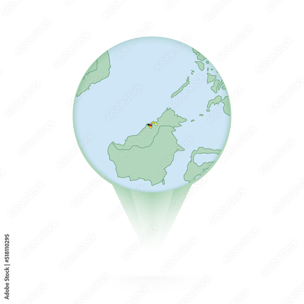 Brunei map, stylish location icon with Brunei map and flag. Stock ...