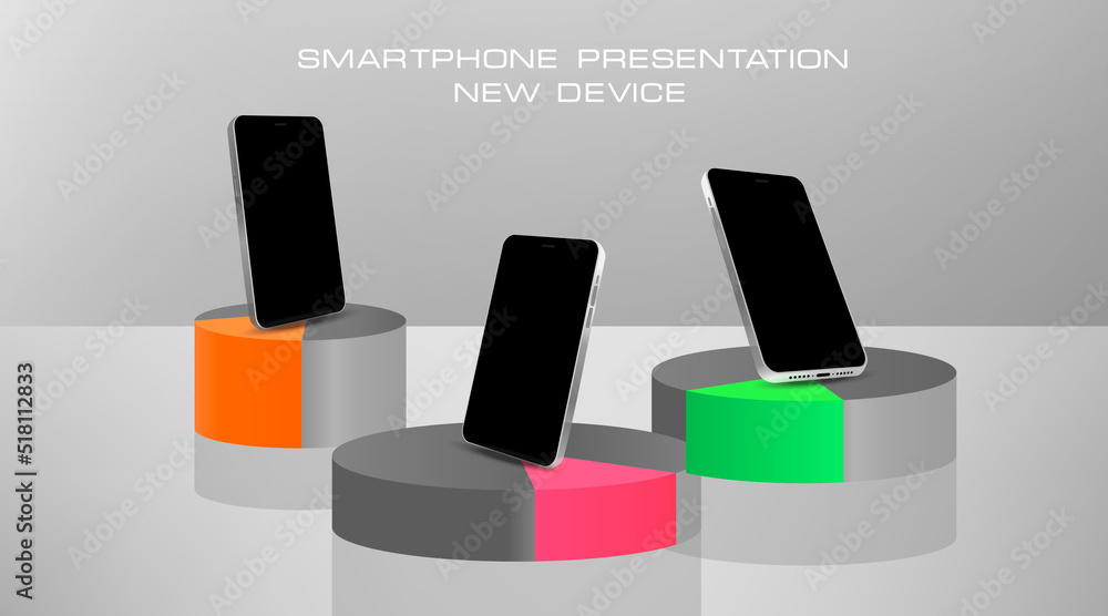 Black smartphone on stylish podium. Realistic presentation black ...
