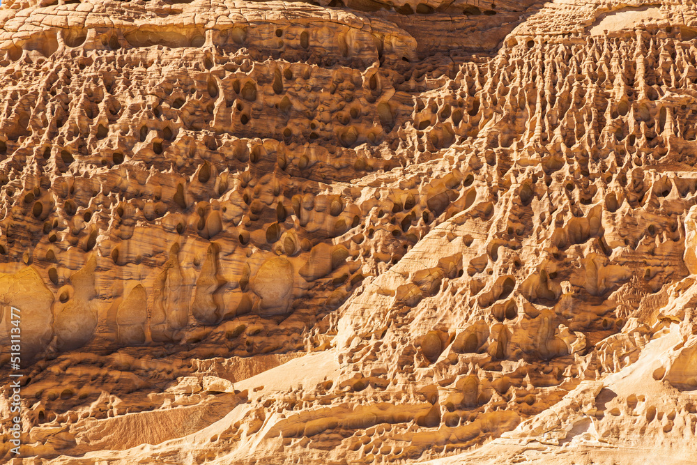 Texture and pattern of rocks in White Canyon in Sinai. Yellow and ...