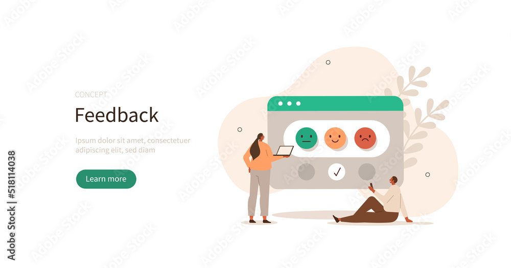 Feedback and review. Characters choosing emoji to show positive ...