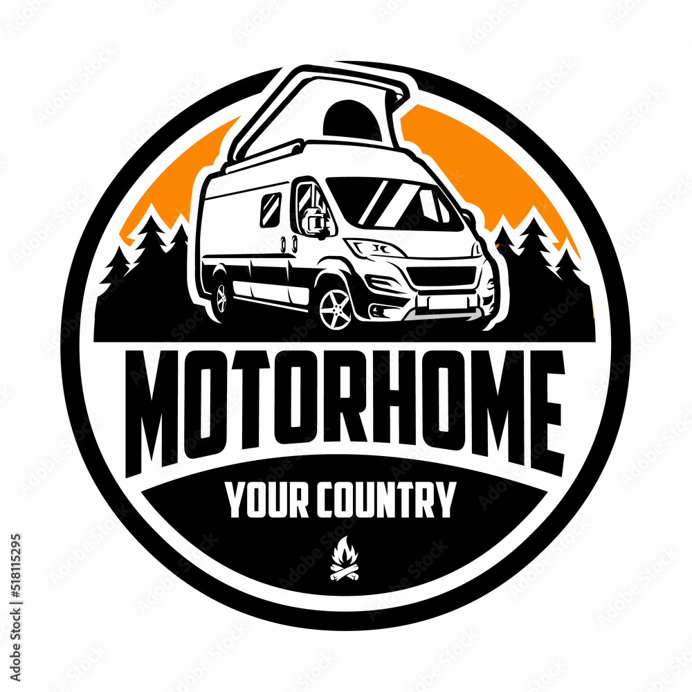 Motorhome camper van circle emblem logo illustration. Best for sticker ...
