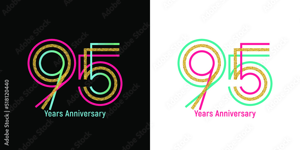 Elegant 95th anniversary logo template made from bright ribbons. Option ...