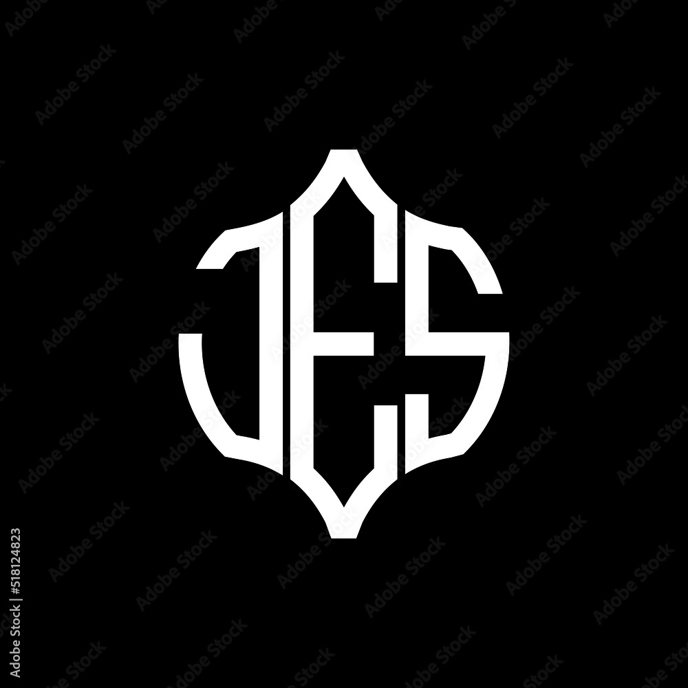JES letter logo. JES best black background vector image. JES Monogram ...
