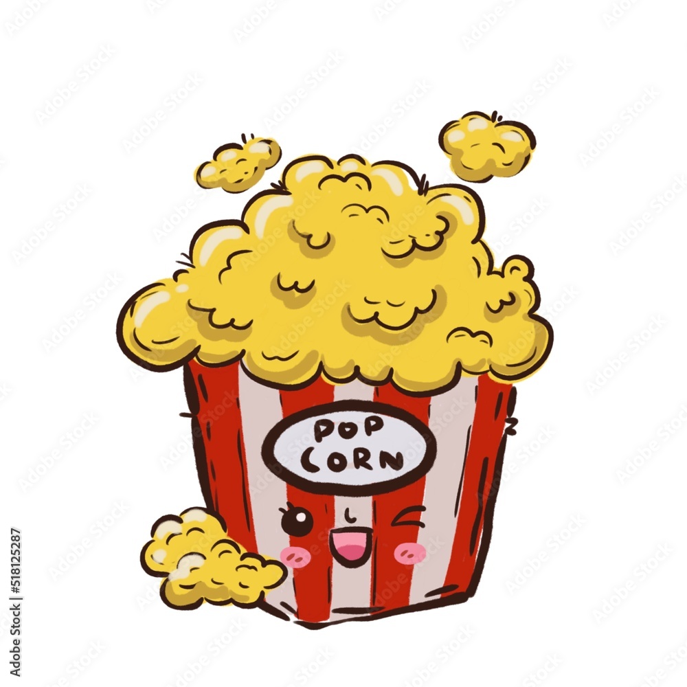 cartoon popcorn Stock Illustration | Adobe Stock