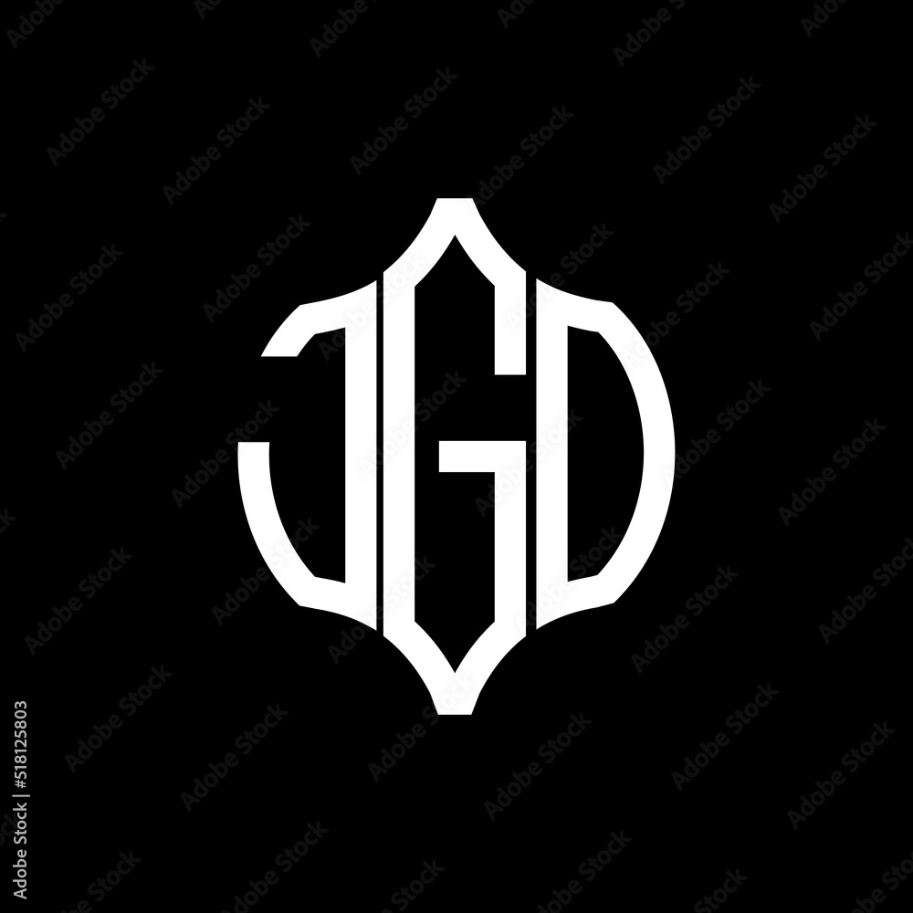 JGD letter logo. JGD best black background vector image. JGD Monogram ...