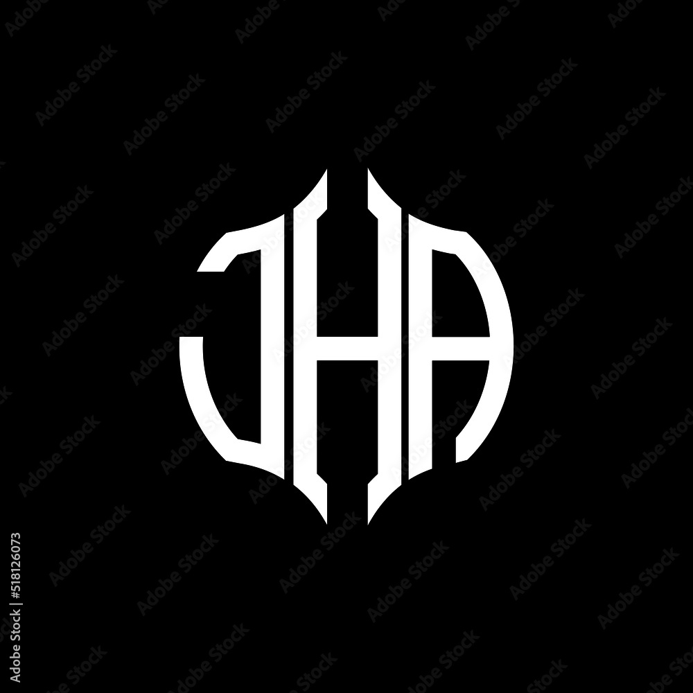 JHA letter logo. JHA best black background vector image. JHA Monogram ...