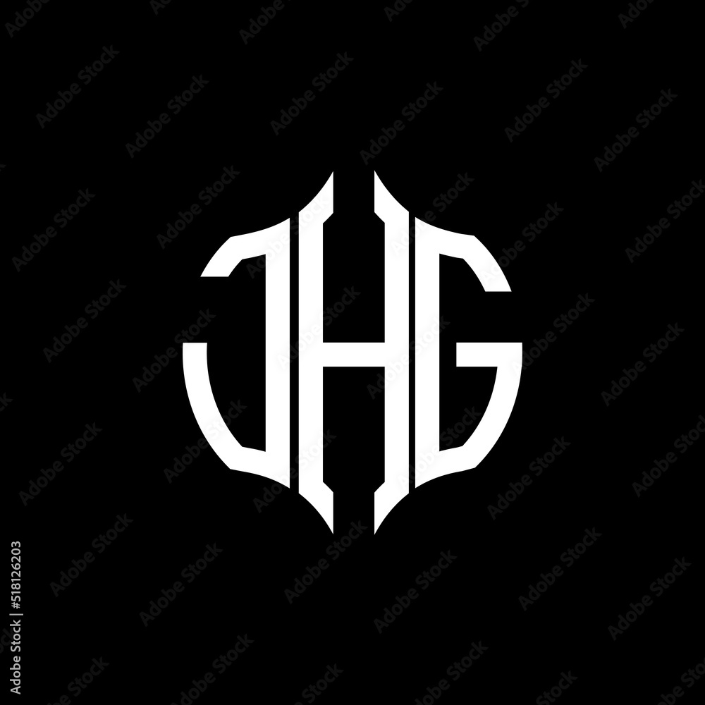 JHG letter logo. JHG best black background vector image. JHG Monogram logo design for ...