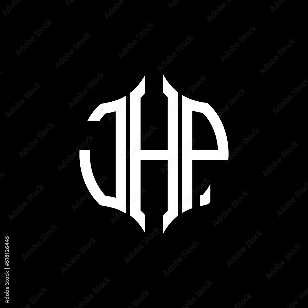 JHP letter logo. JHP best black background vector image. JHP Monogram logo design for ...