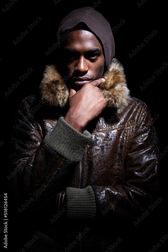 Urban male. A portrait of a confident young black male model emerging ...