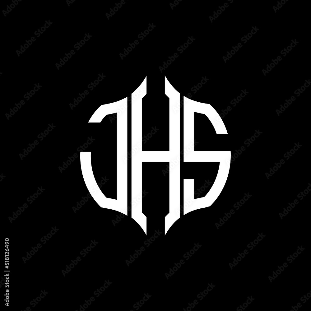JHS letter logo. JHS best black background vector image. JHS Monogram ...