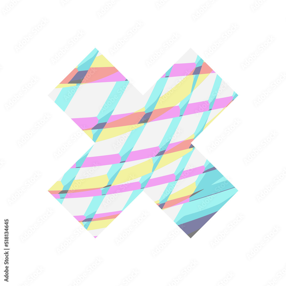 Colorful paint X mark symbol or cross sign on white background vector ...