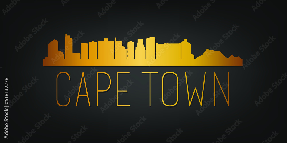 Cape Town, South Africa Gold Skyline City Silhouette Vector. Golden ...