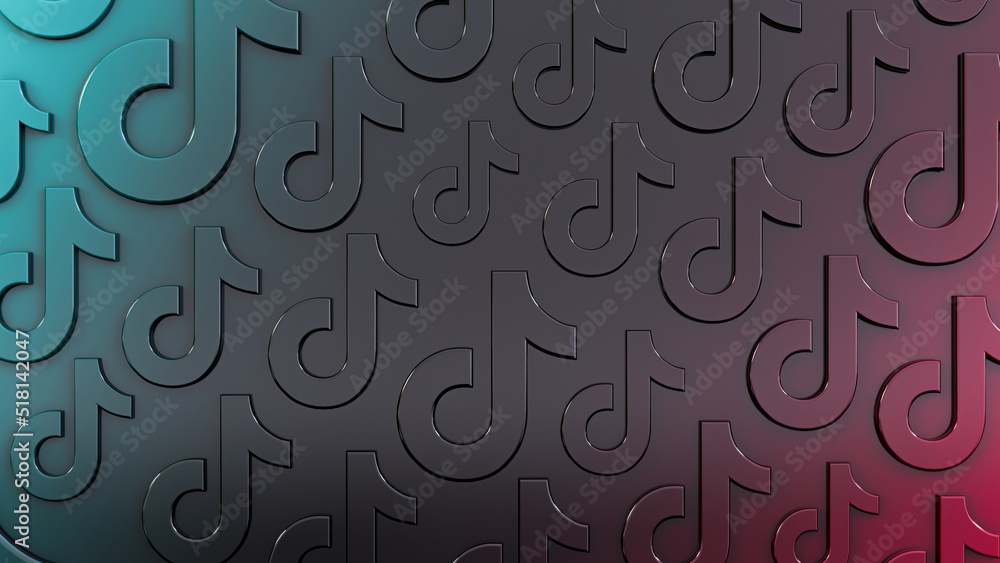 Colorful background with embossed tik tok logo pattern Stock Photo ...