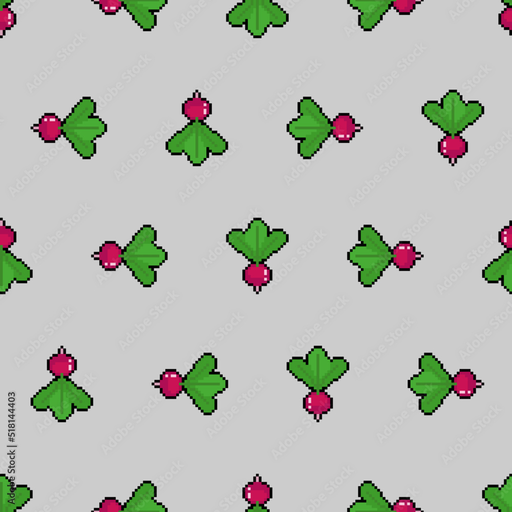 Radish pixel art pattern seamless. vegetable garden plant 8 bit ...