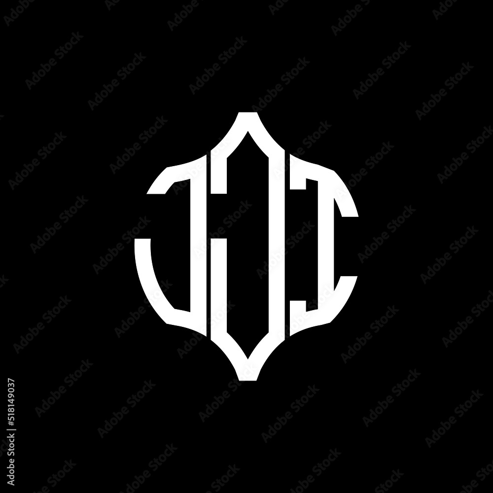 JJI letter logo. JJI best black background vector image. JJI Monogram ...