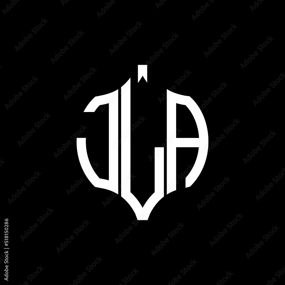 JLA letter logo. JLA best black background vector image. JLA Monogram ...