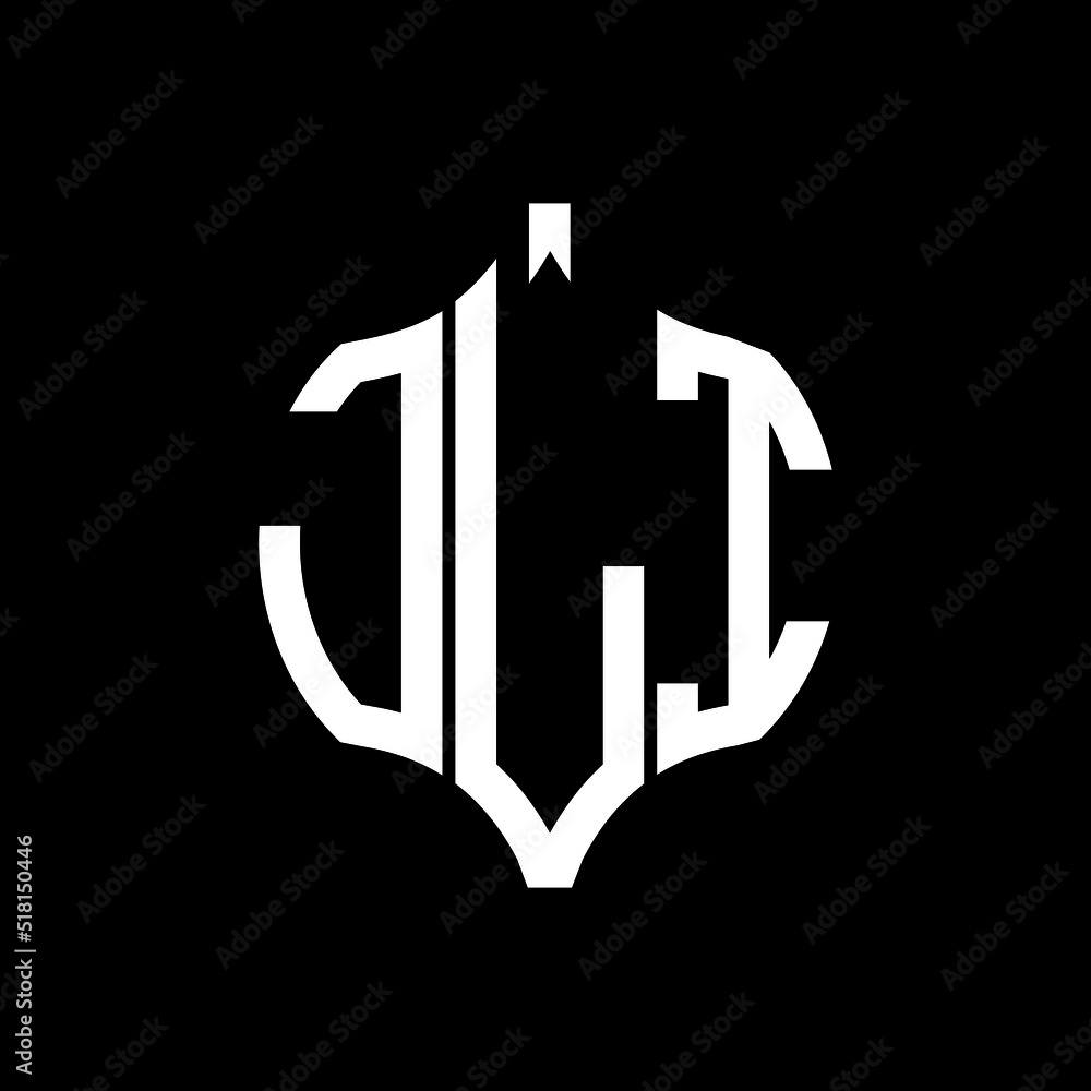 JLI letter logo. JLI best black background vector image. JLI Monogram ...