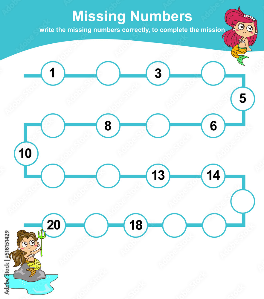 Missing numbers. Write the missing numbers correctly. Educational ...