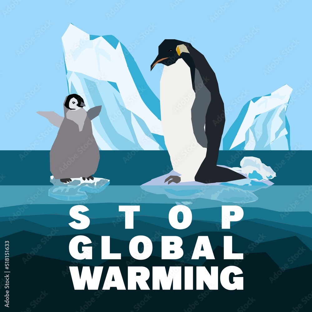 Global warming concept. Stop Global warming vector poster Stock Vector ...