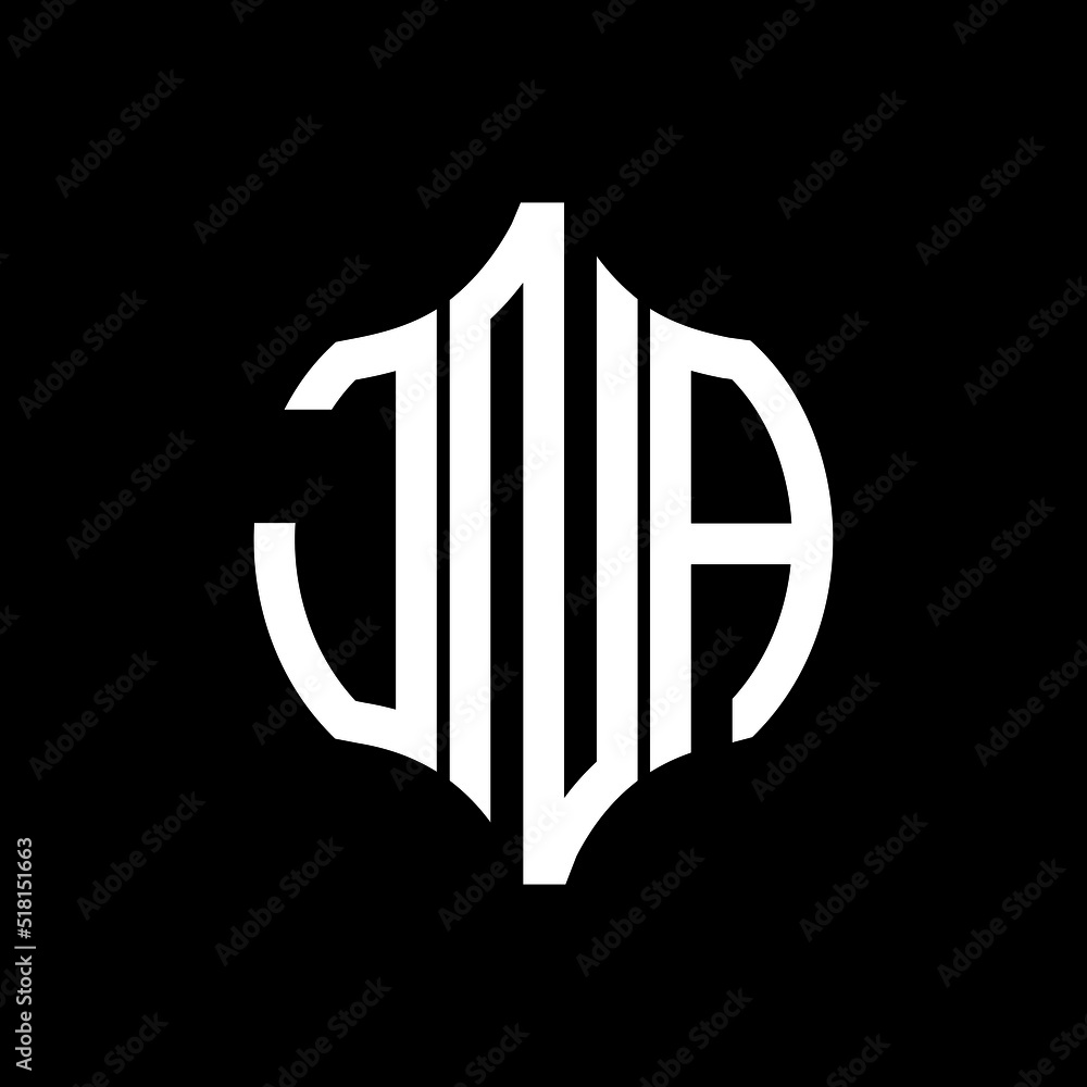 JNA letter logo. JNA best black background vector image. JNA Monogram ...