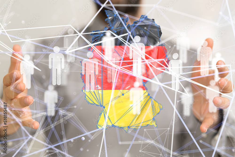 3D map of Germany. Map of Germany land border with flag. Germany map on ...