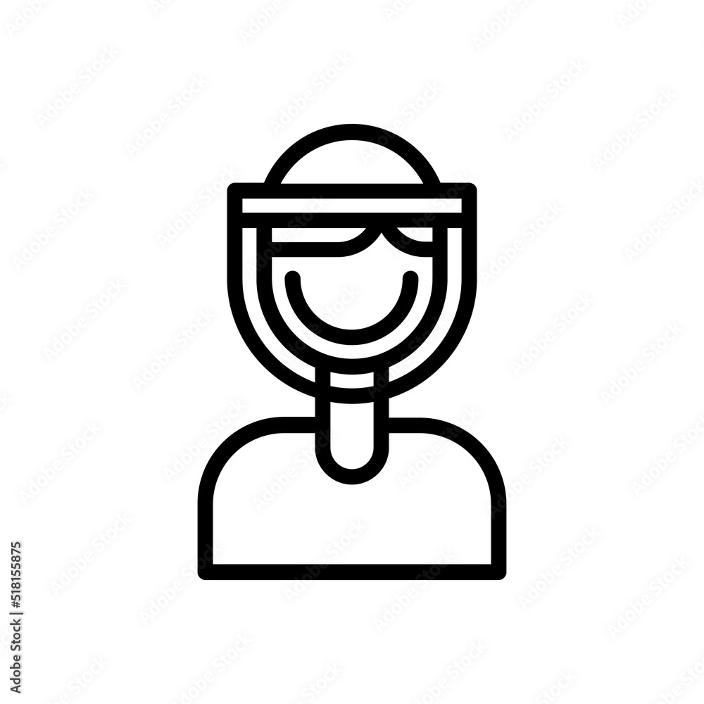 Man Wearing Face Shield Icon. Line Art Style Design Isolated On White ...