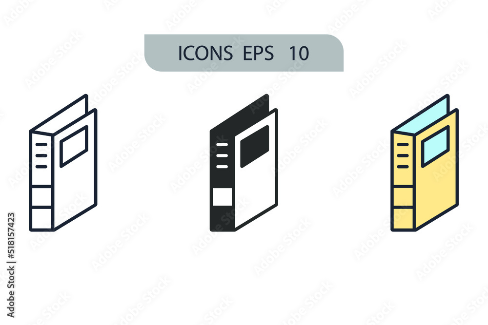 three ring binder icons symbol vector elements for infographic web ...